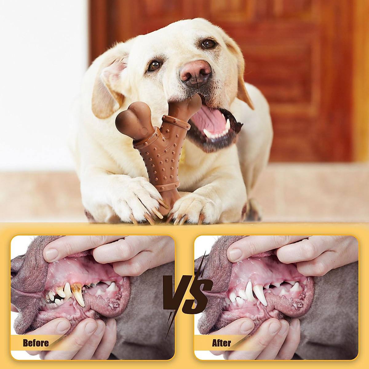 Peanut Butter Flavored Nylon Dog Bone- Indestructible Chew Toy for Aggressive Chewers, Puppy Teething & Dental Hygiene - Small Dog Toys to Keep Them Busy, Indestructible Dog Toy, Best Dog Toys