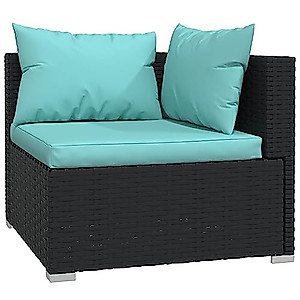 WHOPBXGAD 6 Piece Patio Lounge Set Deck Furniture,Gardens Patio Furniture,Designed for use on lawns, terraces, poolsides, patios and Gardens,with s Poly Rattan Black