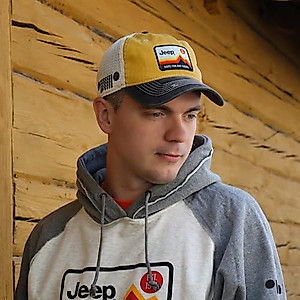 Jeep Have Fun Out There Patch Garment Washed Trucker Hat Unstructured Yellow