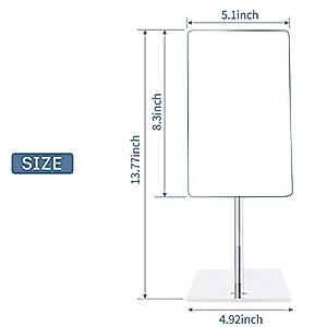 DOWRY 5X Tabletop Magnifying Makeup Mirror Adjustable Rectangular Vanity Mirror for Bedroom 304 Stainless Steel Polished Chrome