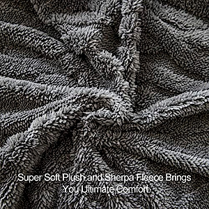 Warm Sherpa Fleece Blanket Twin Size Thick Throw Soft Plush Fluffy Boho Tufted Blanket for Bed Sofa Couch, Cozy Warm Velvet Fleece Throw for Winter, Gray 60''x80''