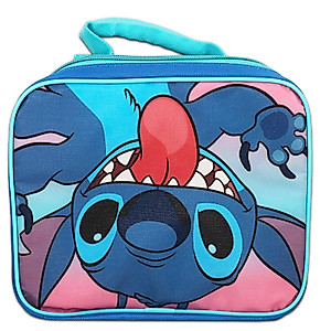 Fast Forward Stitch Mini Backpack with Lunch Box Set for Toddler Preschool - Bundle with 11'' Stitch Backpack Mini, Stitch Lunch Bag, Stickers, Temporary Tattoos, More | Lilo and Stitch Backpack