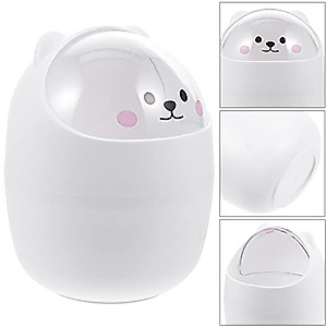 LIFKOME Cute Mini Desktop Trash Can Mini Trash Can with Lid Desktops Cartoon Animals Waste Bin Cute Shape Small Garbage Can Large Capacity Cartoon Wastebasket for Home Kitchen Office