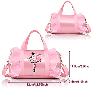 KingBig New in 2022 Cute Backpack Ballet Bag Kits Tutu Dress Dance Bag, Girls Personalized Waterproof Bag Ballerina Duffle Bag with Key Chain Cute Plush hanging Pink ball(Pink)
