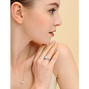 EAMTI 1.5CT 925 Sterling Silver Bridal Rings Sets Oval Cubic Zirconia Halo CZ Engagements Rings Wedding Bands for Women Promise Rings for her Size 9