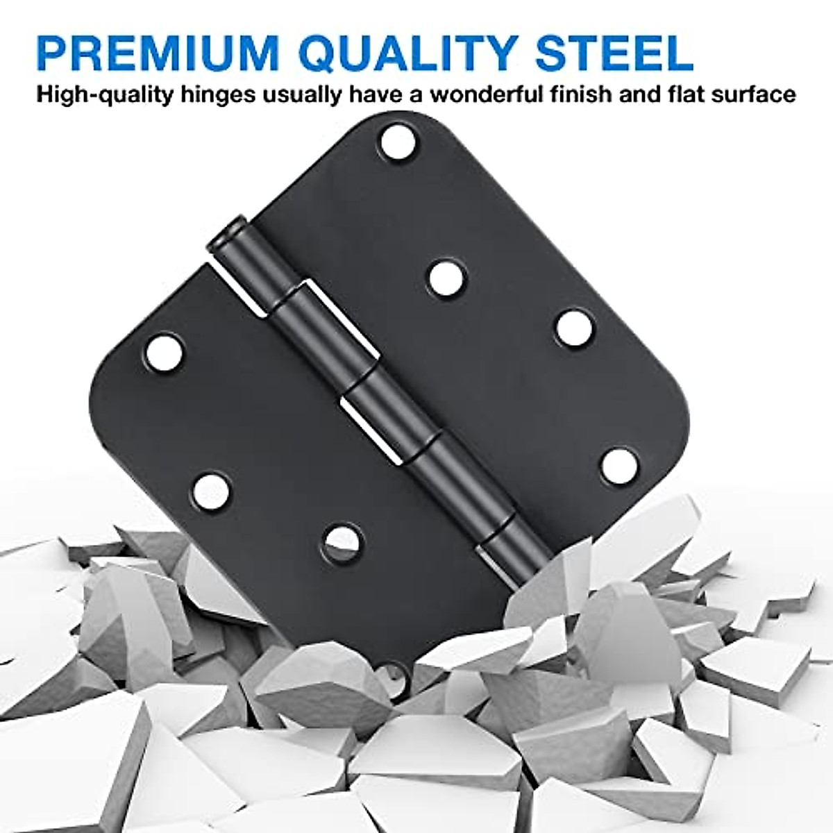 12 Pack Matte Black Door Hinges - Secure & Stylish