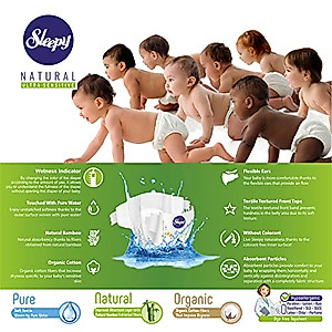 Sleepy Natural Diapers Size 6 - Organic Diapers Highly Absorbent and Hypoallergenic Bamboo Baby Diapers for Girls and Boys - Disposable Diapers 60 Count - Size 6 Diapers, Child Weight 33-55 lbs