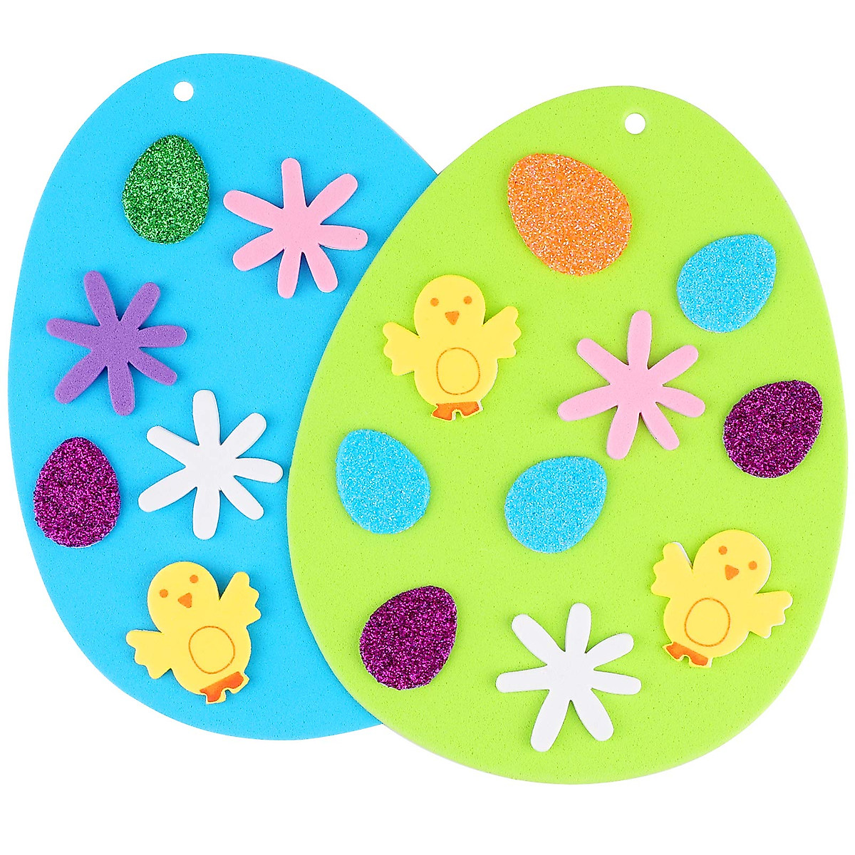 Konsait Bulk 208pcs Easter Foam Eggs Stickers, Bunny Chicken Self-Adhesive Foam Easter Eggs Shapes Stickers for Kid's Art DIY Craft Scrapbooks Supplies Easter Party Decor