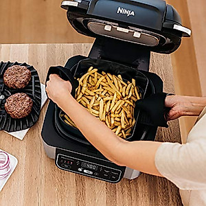 Ninja Foodi Pro 5-in-1 Indoor Integrated Smart Probe, 4-Quart Air Fryer, Roast, Bake, Dehydrate, an Cyclonic Grilling Technology, with 4 Steaks Capacity, Stainless