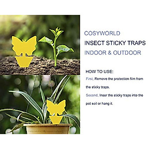 COSYWORLD 12 Pack Yellow Sticky Bugs Traps for Indoor/Outdoor Use, Gnat Trap for Flying Plant Insect Such as Fungus Gnats, Whiteflies, Aphids, Fruit Fly, Leafminers- Disposable Glue Trappers