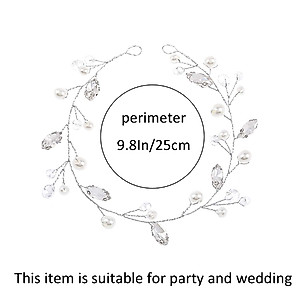Jakawin Bride Pearl Wedding Hair Vine Rhinestone Hair Piece Crystal Bridal Hair Accessories for Women HV192 (1 Silver)