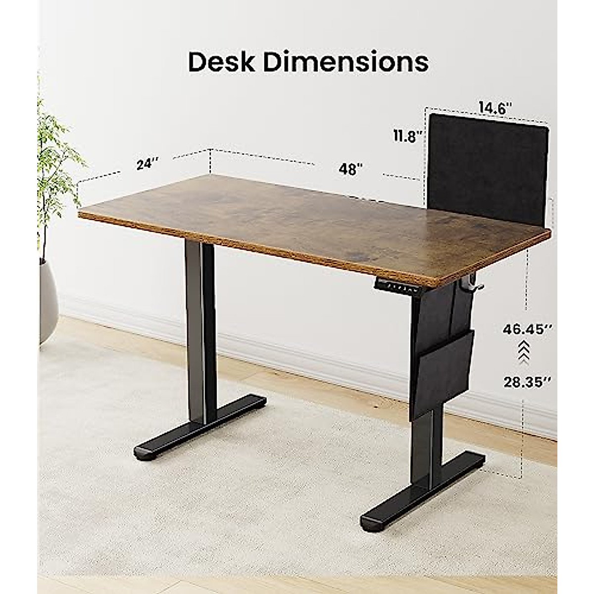 ErGear Adjustable Height Electric Standing Desk with Storage Bag Dual Monitor Desk Mount