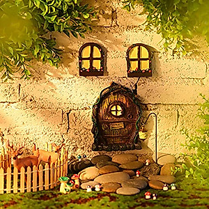 Jetec Christmas Gardening Gnome Statue Elf Out The Door Tree Hugger Resin Mushroom Miniature Gnome Home Window Figurine for Trees Yard Garden Sculpture Decoration Supplies(Cool Style)