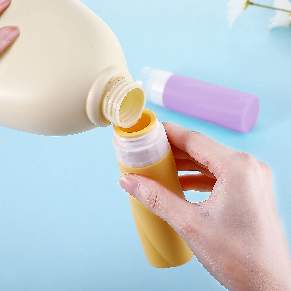 6 Pcs Travel Bottles for Toiletries Leak Proof Travel Containers 3 oz Squeezable Silicone Toiletry Bottles Travel Tubes Refillable Liquid Travel Accessories for Cosmetic Shampoo Conditioner Lotion