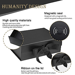 CIOUYAOS Black Gift Box with Lids, Large Ribbon Luxury Magnetic Packaging Box with Paper Bags, 2 Greeting Card and Shredded Paper Filler for Christmas Wedding Men Women Birthday Presents