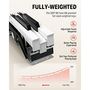 Donner DDP-80 Digital Piano + Wood Finish Color Piano Bench