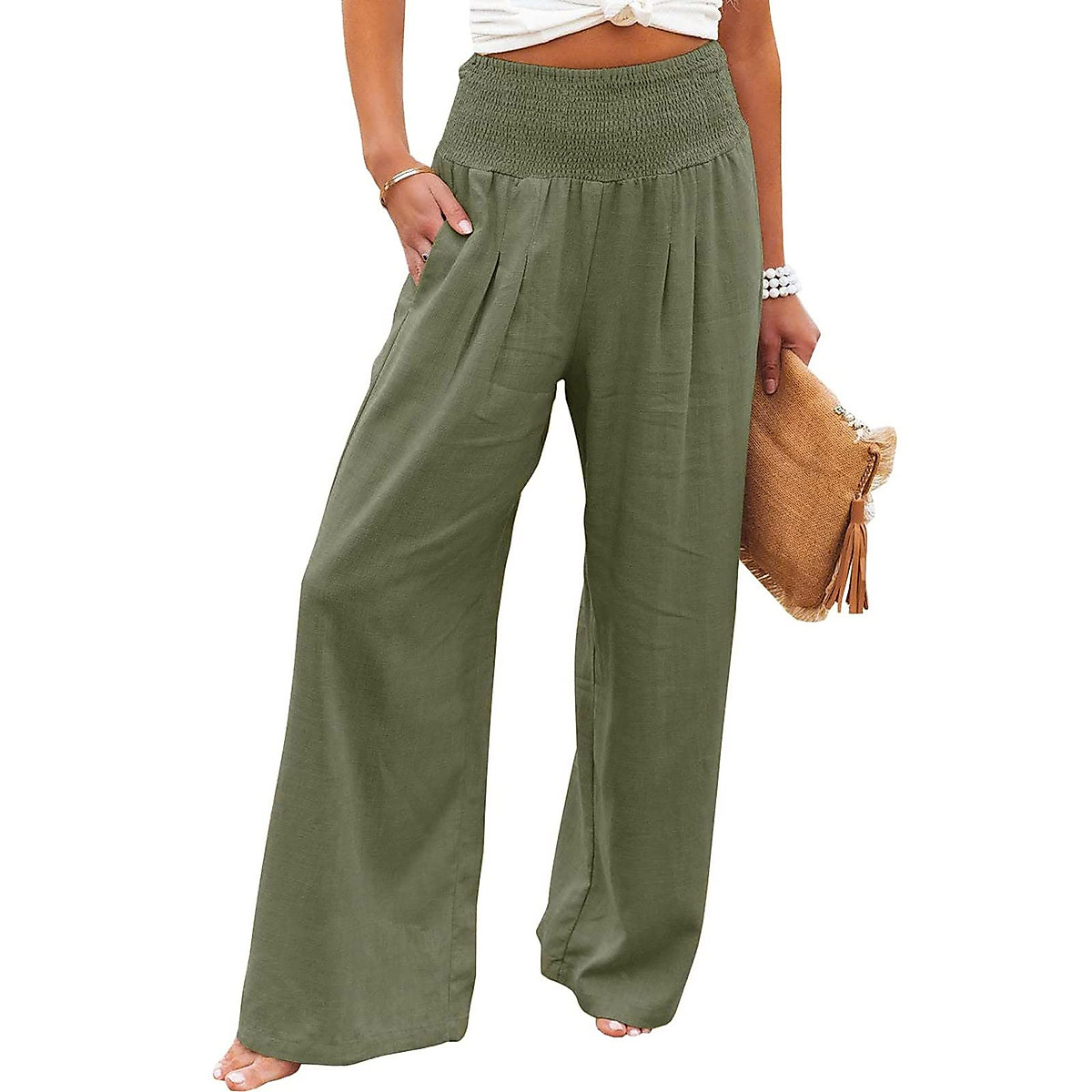 sdhienbb 2 Piece Spring Outfits for Women Plus Size Women's Pants Safety Denim Cargo Hiking Sheer Pants, Army Green-h, X-Large