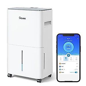 Govee Smart WiFi Dehumidifier for Basement, 50 Pint Dehumidifiers for Home Bedroom, Energy Star Dehumidifier with Drain Hose, Works with Alexa, Intelligent Humidity Control, 24H Timer