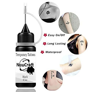 Brown Temporary Tattoo Kit, 4 Bottles Temporary Tattoo Ink with 84 Adhesive Tattoo Stencils, Body Tattoo Markers DIY Tattoos Temp for Men Women