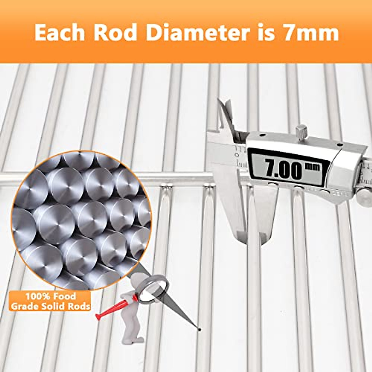 Hisencn Cooking Grates for Grill Master 720-0697, Nexgrill 720-0697E, Huntington Rebel Grill, Sunbeam 720-0697, Uniflame GBC091W, 17 3/16 inch Stainless Steel Solid Rod Cooking Grids, 2 PCS