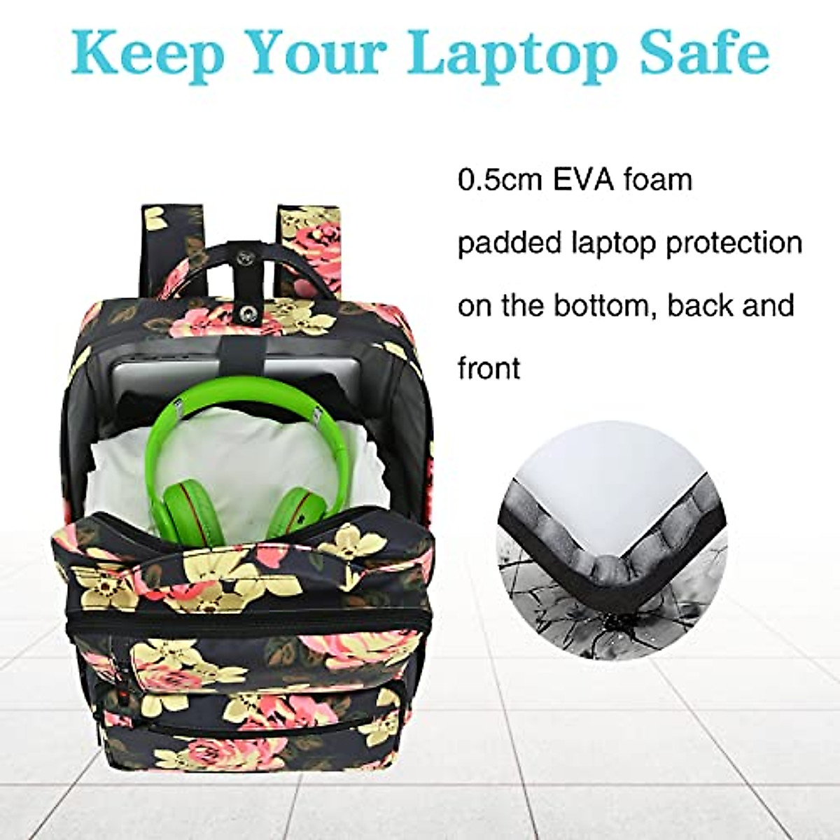 Laptop Backpack, 15.6 Inch Travel College School Backpack with USB Charging Port, College Bookbags for Men Women (15.6 inch, Blue)