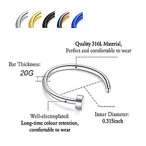 Jconly 46Pcs Ear Nose Lip Piercing Kit - 20G 18G Professional Colorful for 316L Steel Needles Clamps…