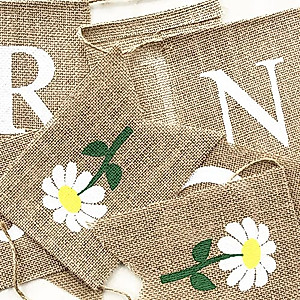 Uniwish Spring Banner Burlap Rustic Garland Easter Spring Theme Party Decorations for Mantle Porch Sign Welcome the Arrival of Spring