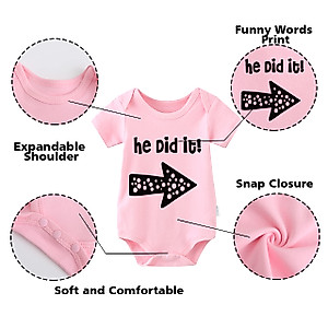 YSCULBUTOL Baby Twins Bodysuits He/She Did It Twin Outfit Girl Romper With Hat Set（Pink did 3M）