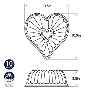 Nordic Ware Elegant Heart Bundt, 10 Cup, Toffee