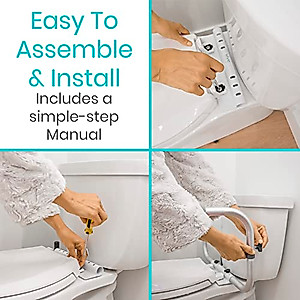 Vive Toilet Rail - Bathroom Safety Frame - Medical Railing Helper for Elderly, Handicap, Disabled, Seniors - Bariatric Assist Handrail Grab Bar - Adjustable Height, Padded Arms Fit Most Toilets