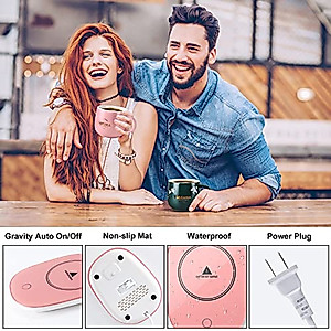 Coffee Cup Warmer with Cup - Coffee Mug Warmer Cup Warmer for Desk Coffee Warmer with Mug Set Coffee Mug with Warmer Coffee Warmer Plate (Pink)