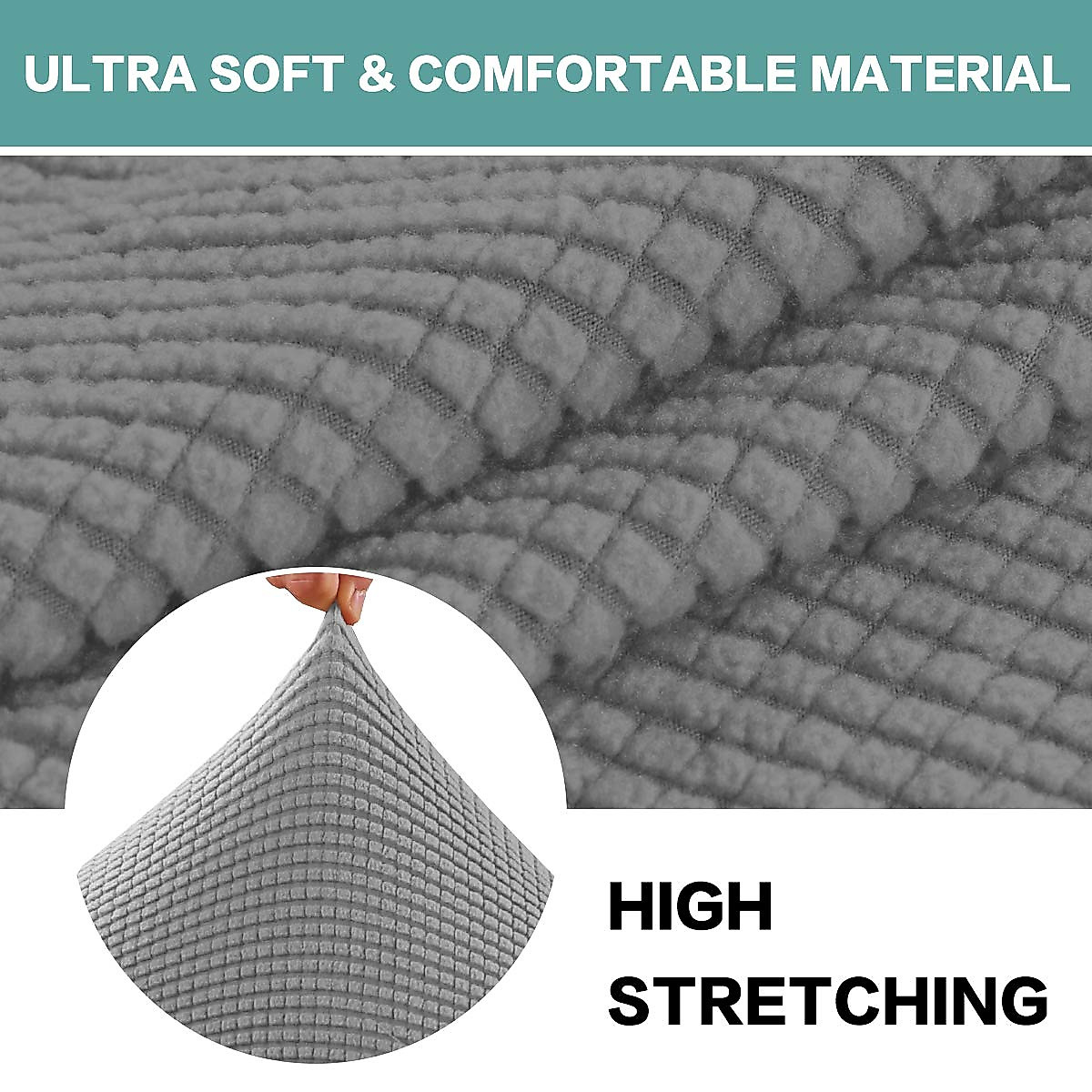 Turquoize Stretch Ottoman Cover Ottoman Slipcover Sofa Cover Footstool Protector Storage Ottoman Covers Furniture Protector Soft Rectangle slipcover with Elastic Bottom (X-Large, Dove)