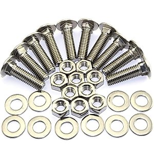 Pro Bamboo Kitchen 10 Sets 304 Stainless Steel Carriage Bolt 5/16"-18x1-1/4" with 5/16"-18 Hex Nut and Washer 5/16"