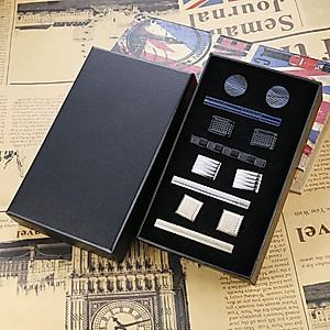 Jstyle Father Day's Gift for Dad Tie Clip and Cufflink Set for Mens Tie Bar Clips Cufflinks Shirt Wedding Business with Gift Box