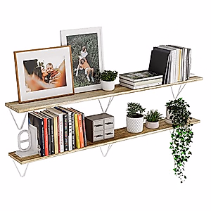 Wallniture Colmar 48"x6" Floating Shelves for Wall Storage, Wall Bookshelf Living Room Decor, Kitchen Shelves, Wall Shelves for Bedroom, Floating Shelf for Dining Room & Office Burnt Set of 2