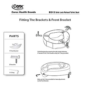 Carex Raised Toilet Seat with Extra Wide Opening - Toilet Seat Riser and Handicap Toilet Seat, White, 1 Count