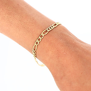 Nuragold 10k Yellow Gold 4.5mm Figaro Chain Link Bracelet, Womens Mens Jewelry 7" 7.5" 8" 8.5" 9"