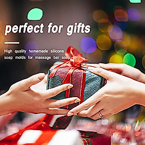 Famimkr Silicone Massage Bar Soap Molds Silicon Molds for Soaps Making, Handmade Soap Molds 3pcs (Rectangle and Circle)