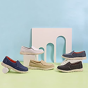 starmerx Women Canvas Loafers Slip On Casual Walking Shoes (9,Black)