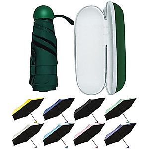 UVANTI Umbrella Small Mini Umbrella with Case - 6 Ribs Light Folding Compact Travel Umbrella Lightweight Portable Parasol for Backpack Purse - Sun & Rain Pocket UV Umbrellas for Kids Girls Boys Women