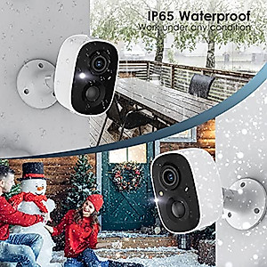 Security Camera Wireless Outdoor, Outdoor Camera Wireless 2-Way Talk Battery Powered Wi-Fi Cameras for Outside and Indoor 1080P Night Vision AI Motion Detection Spotlight Siren Alarm IP65 Weatherproof