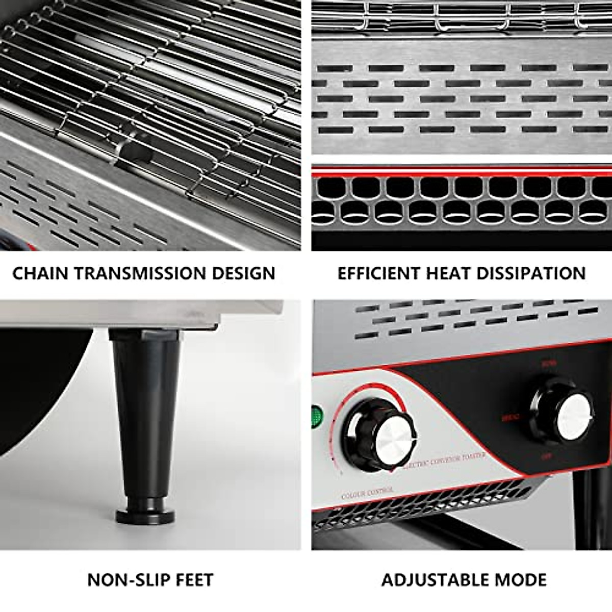 Conveyor Commercial Toaster, Electric Stainless Steel Toaster 300 PCS/H 2.2KW Countertop Toaster Heavy Duty 100% 304 Foodgrade Silver Bread Toaster for Home Restaurants Bakery Use