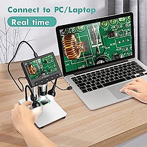 Elikliv EDM4S Coin Microscope for Error Coins, 4.3'' 1000X LCD Digital Microscope with Screen 720P USB Microscope Camera, 10 LED Fill Lights, Metal Stand, PC View, Compatible with Windows/Os