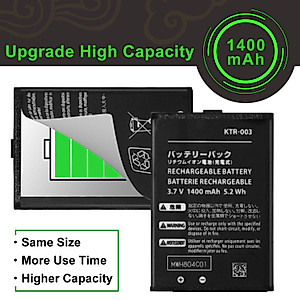 WUHAO for New Nintendo 3DS N3DS Replacement Battery KTR-003 Battery with Adhesive Tape Tool Repair Kit