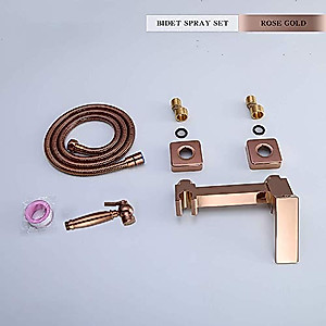 ifgswopq Handheld Bidet Sprayer for Toilet, Rose Gold Cloth Diaper Sprayer Kit Wall Mounted Brass Bidet Sprayer Set Single Handle Toilet Bidet Sprayer Kit with Hot and Cold Water (Style a)