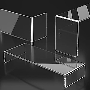 HIIMIEI Acrylic Display Riser, 6 Pcs 9" Large Acrylic Risers, Clear Rectangular Display Shelf for Cupcake Stand, Collectibles Display and Retail Showcase, Tiered Display Stand for gemstone, curio, Anime figurines