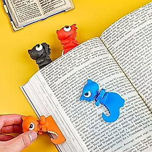 3D Dragon Bookmarks for Kids, Funny Cartoon Animal Bookmarks, Wacky Pals Bookmarks for Boys and Girls Birthday Gifts (Orange)