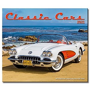 Classic Cars Wall Calendar 2021, Monthly January-December 14'' x 12"
