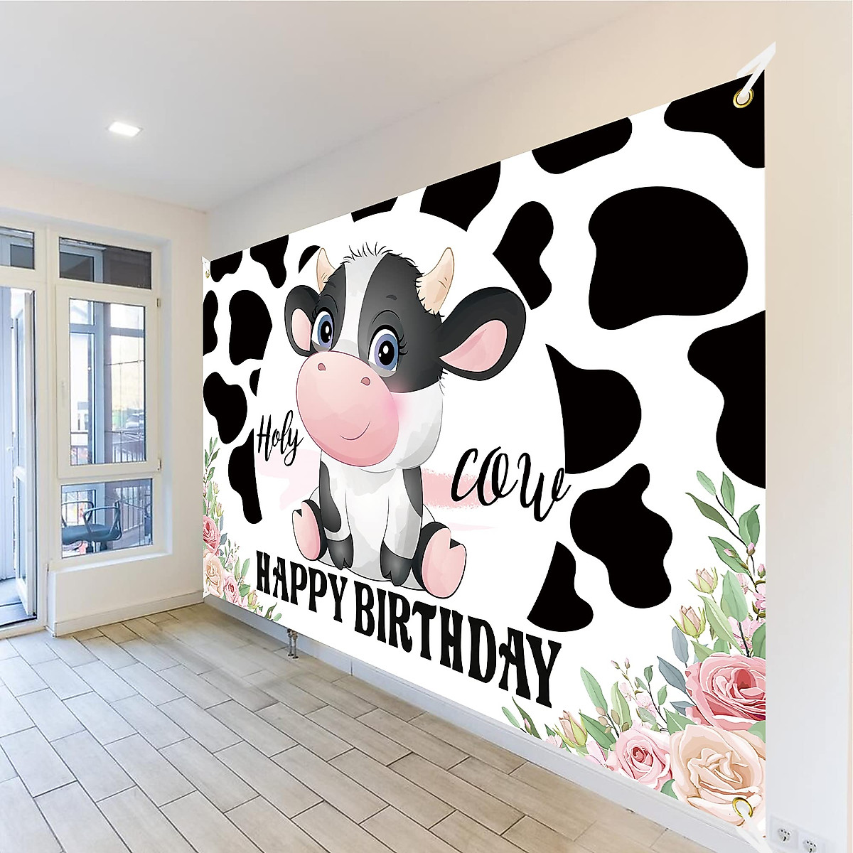 Cow Birthday Party Decoration Holy Cow Backdrop Decorations Cow Birthday Party Supplies Cow Themed Birthday Party Backdrop Decorations for Farm Animals Theme Party Baby Shower Supplies