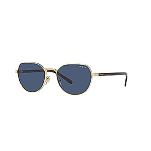 Vogue Eyewear Woman Sunglasses Gold Frame, Dark Blue Lenses, 53MM